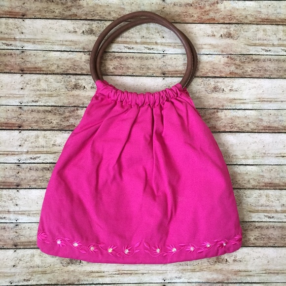 Mossimo Supply Co. | Bags | Vintage 9s Mossimo Hot Pink Embroidered ...